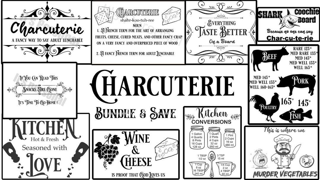 Charcuterie Bundle Svg for Cutting Boards, Charcuterie Board Svg, Cheese Board Sayings, ,kitchen ...