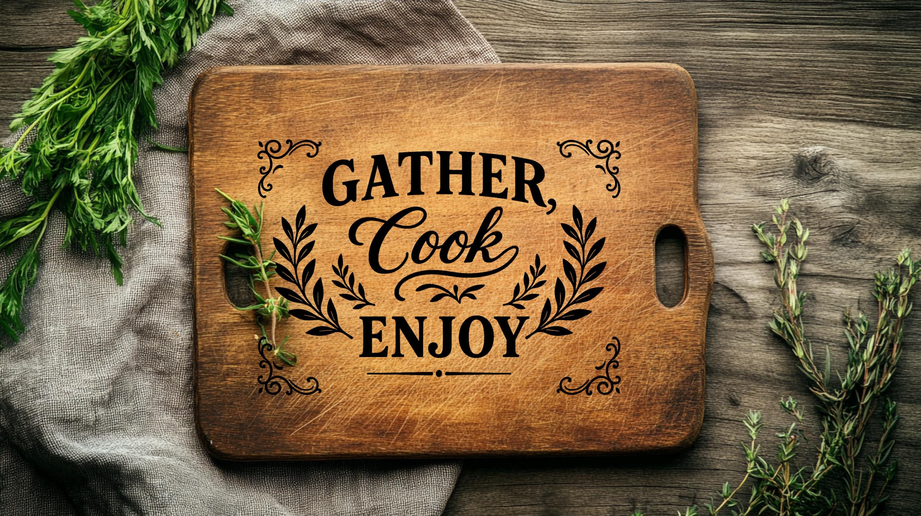 Rustic Kitchen Laurel Wreath Sign, Svg,png,dxf, Farmhouse Cooking Quote ...