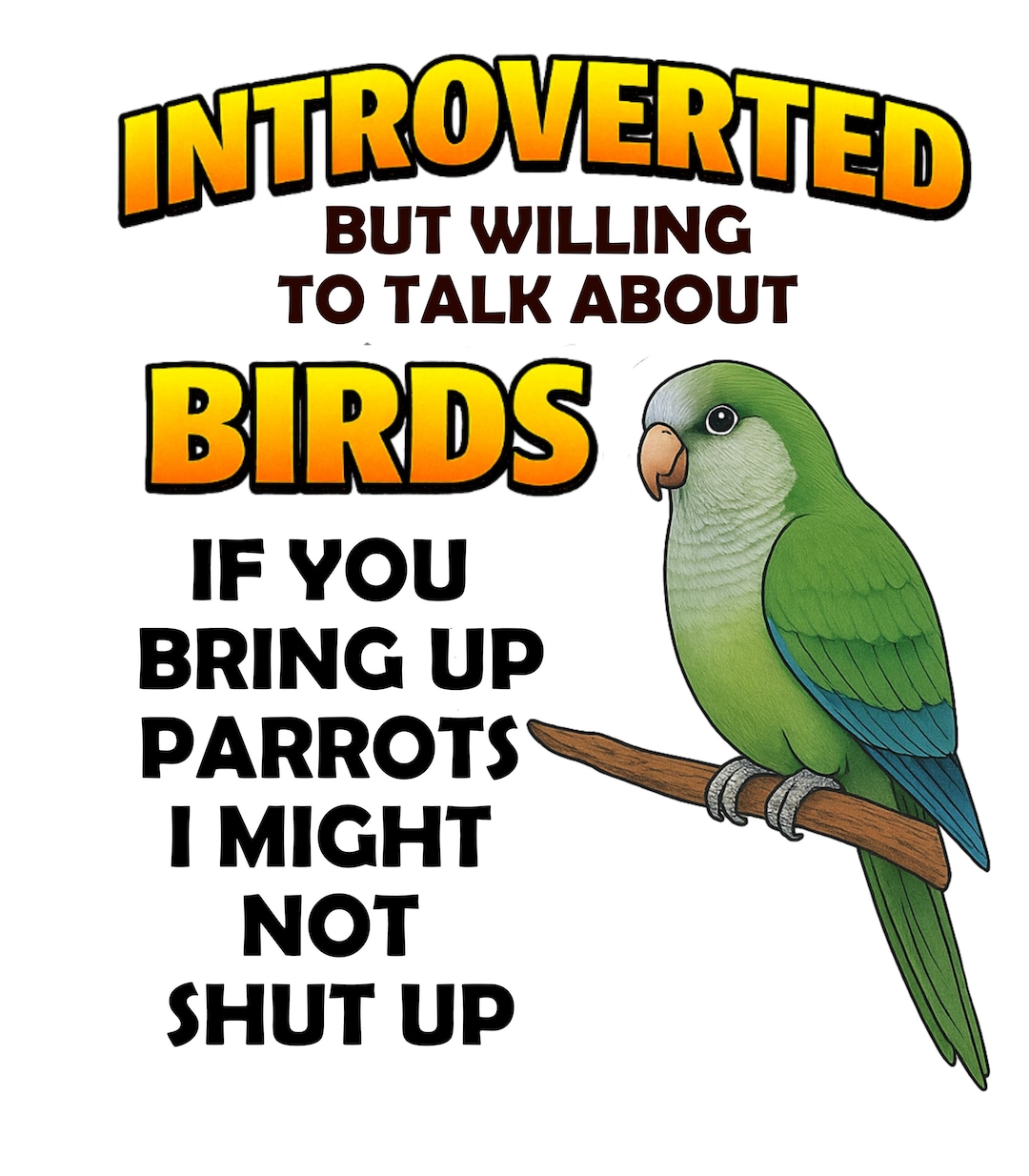 Quaker Parrot PNG, Funny Parrot Lover Design Tee Shirt, Quaker Parrot ...