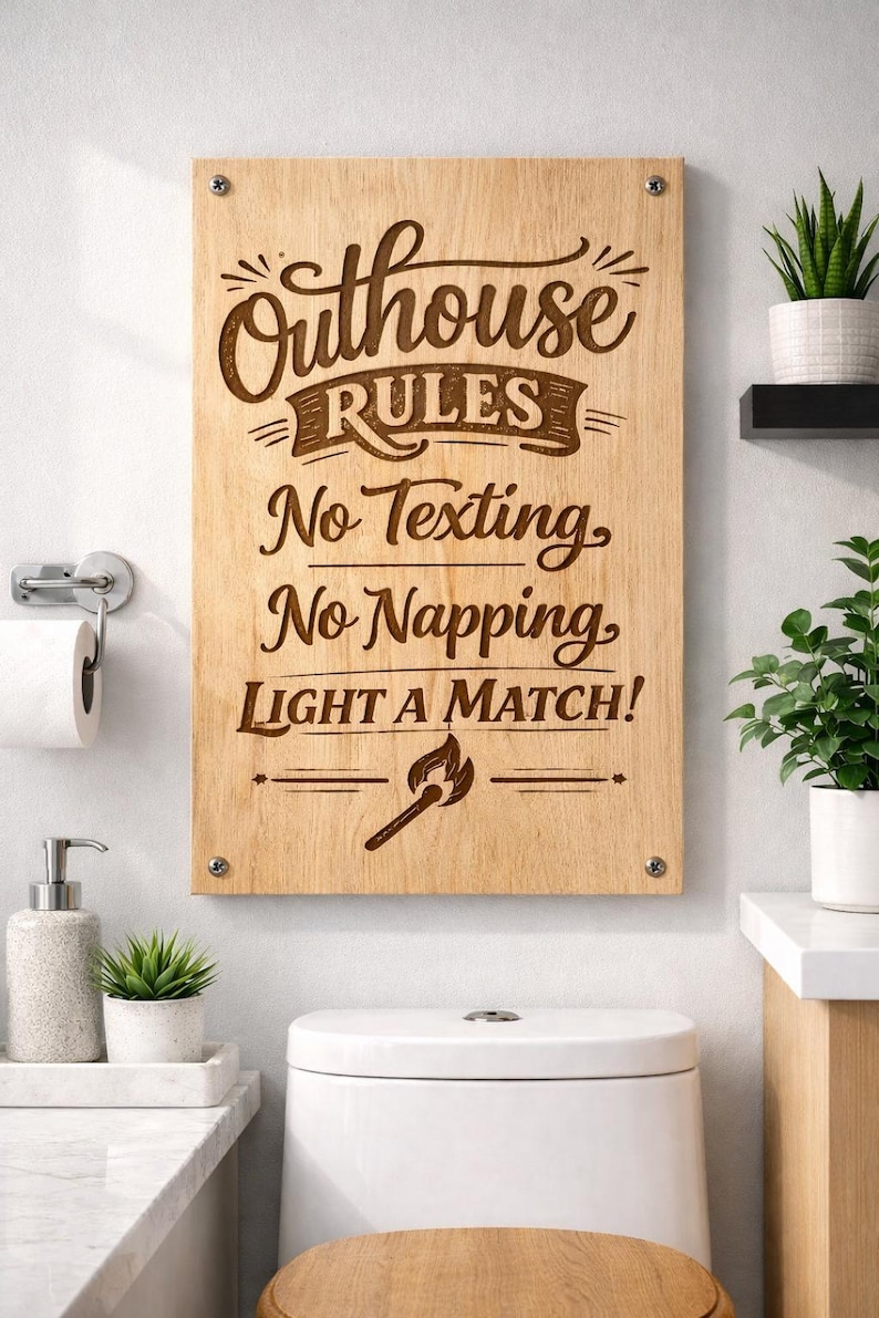 Outhouse Rules Bathroom Sign SVG PNG Funny Bathroom Wall Art Laser ...