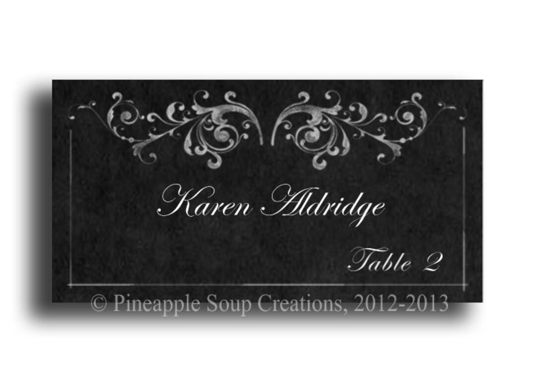 Editable Chalkboard Style Place Cards or Escort Cards Part - Etsy