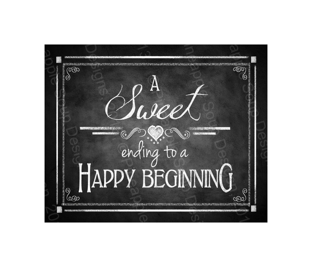 Sweets Bar Sign for Wedding A Sweet Ending to a Happy - Etsy