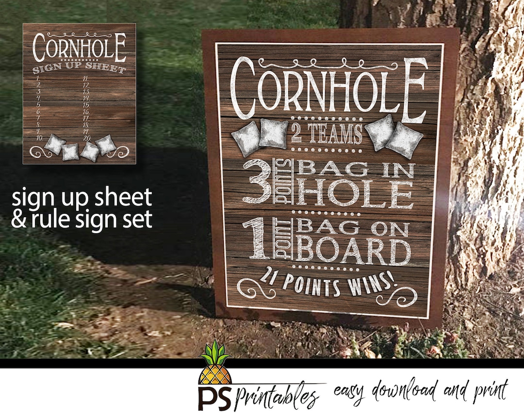 Cornhole Yard Game Sign | PRINTABLE Corn Hole Sign for Your Backyard ...