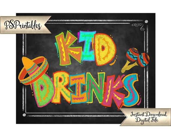 Fiesta Kid Drink Sign DIY PRINTABLE Fiesta Sign Wedding Bar - Etsy