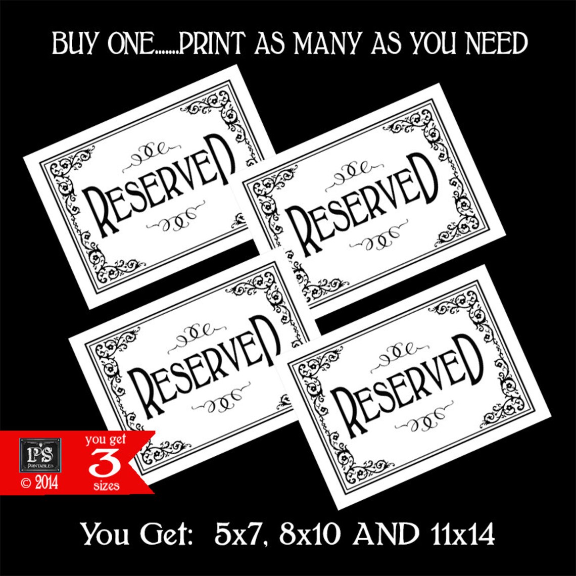 Reserved Signs Instant Download PRINTABLE Digital File | Etsy