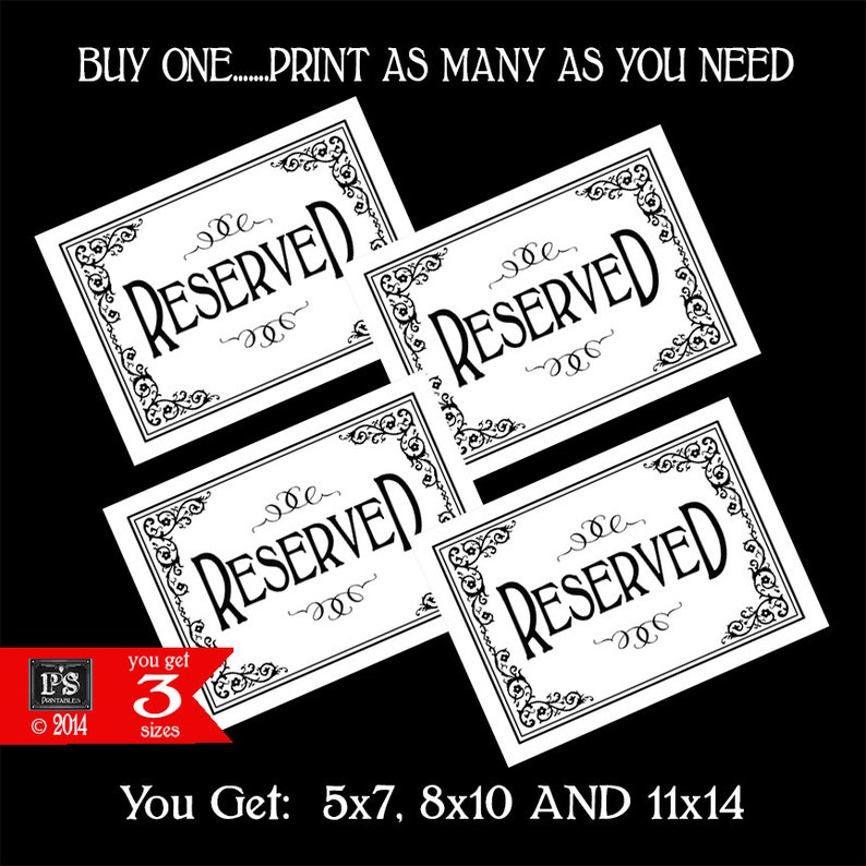 Reserved Signs Instant Download PRINTABLE Digital File | Etsy