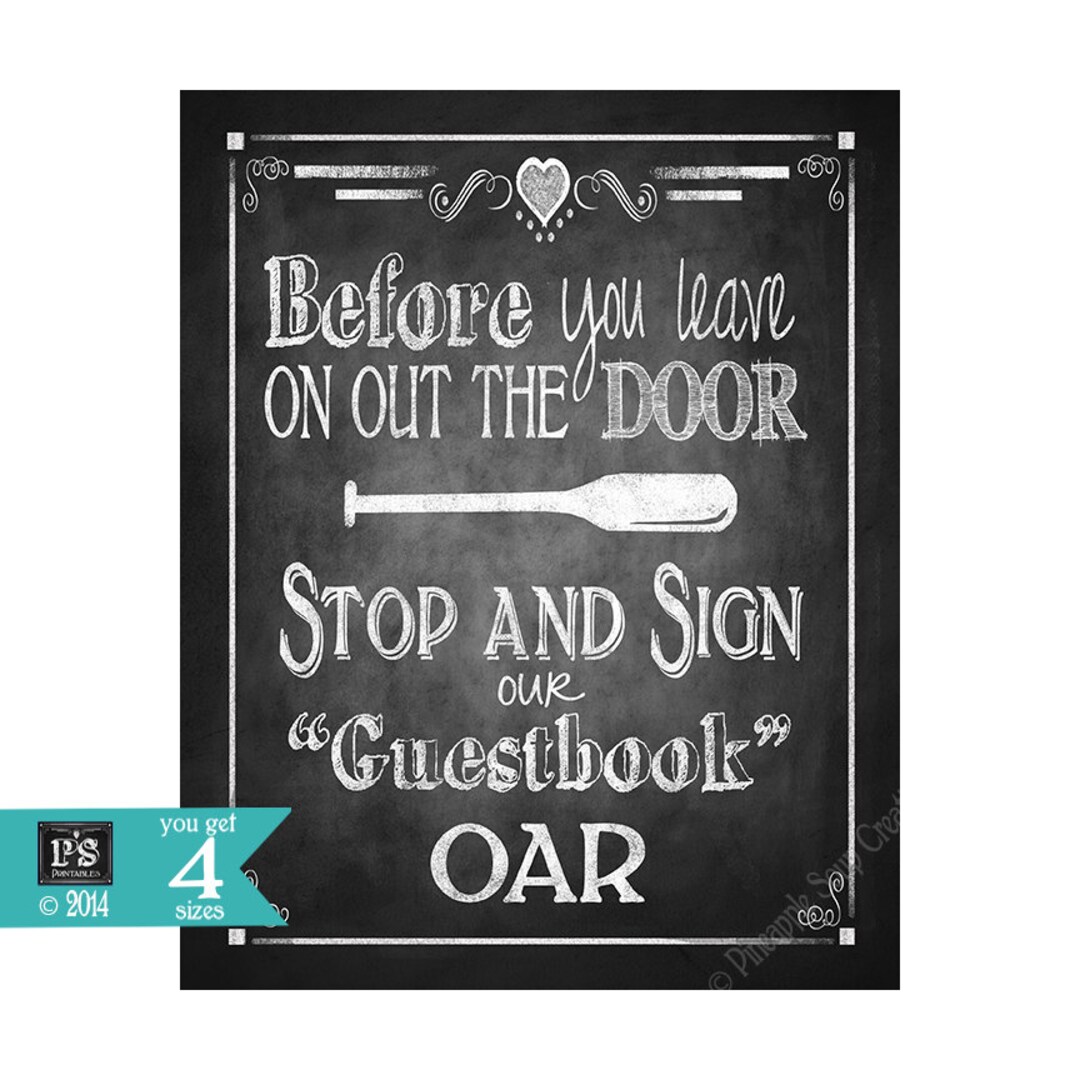 Please Sign Our Oar Printable Wedding Chalkboard Sign - Etsy
