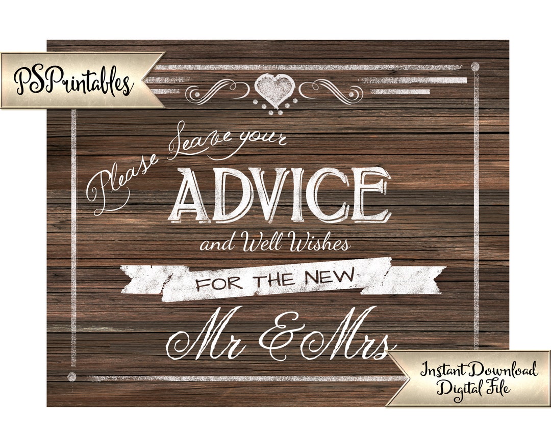 Wedding Advice Sign DIY PRINTABLE Wedding Signage, Advice and Well ...