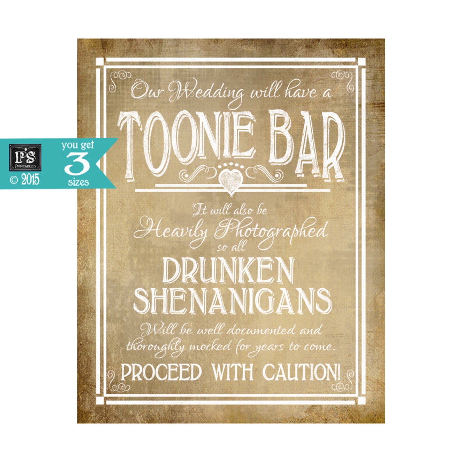 Toonie Bar Printable Wedding Sign DIY Digital Instant Download - Etsy