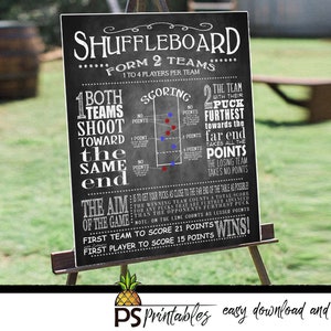 SHUFFLEBOARD Rule Sign Yard Games Instant Download Printable File ...