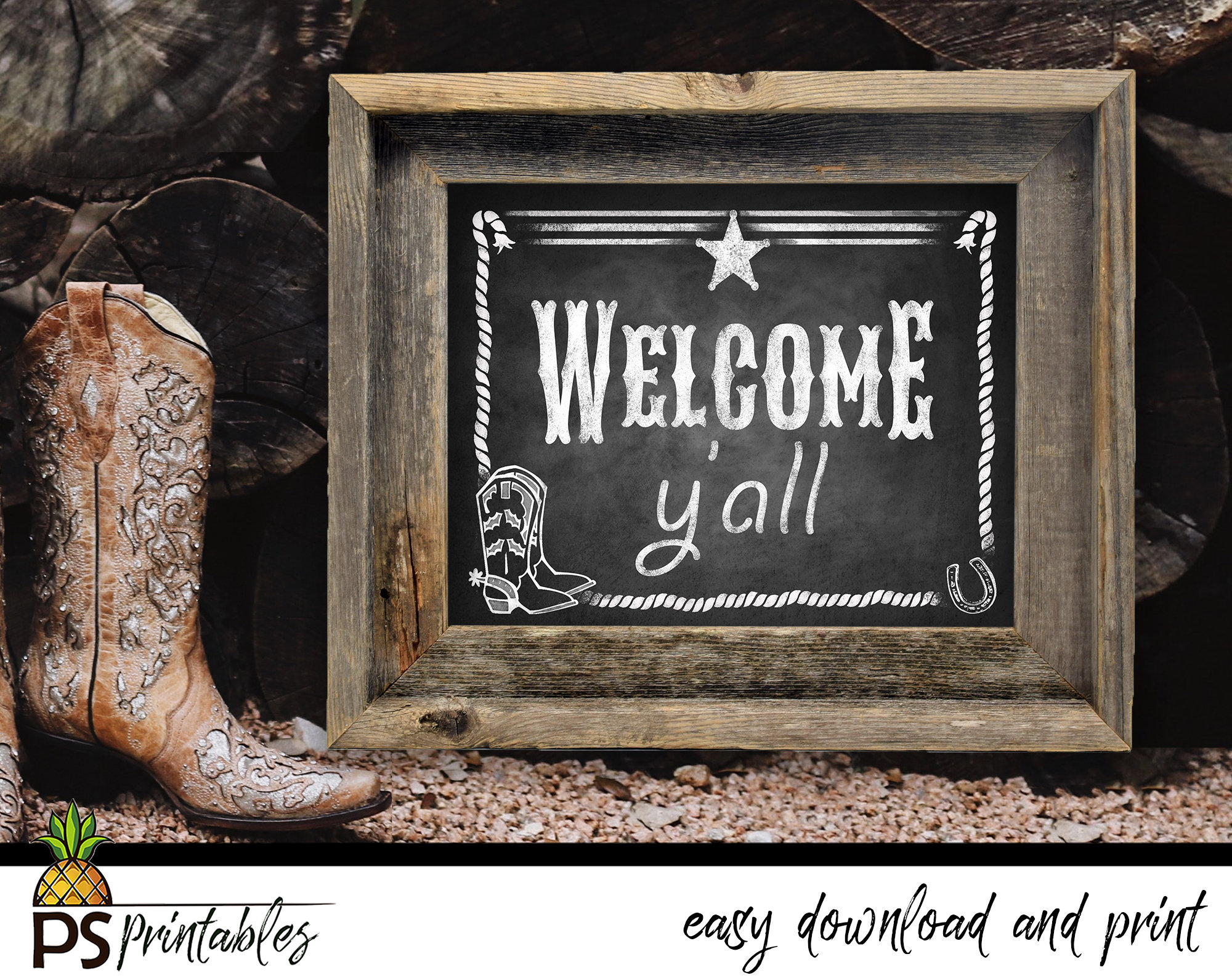 Western Welcome Y'all PRINTABLE Party Sign Western - Etsy