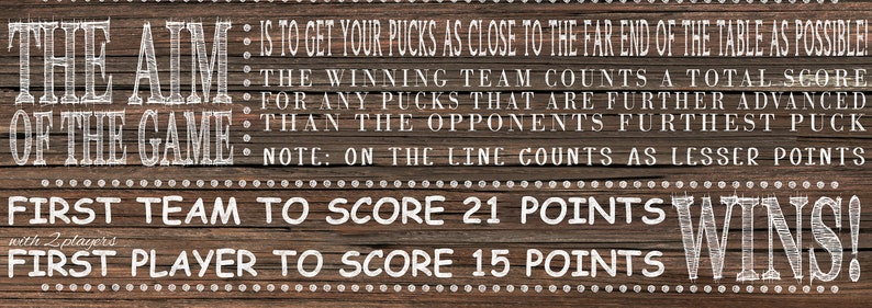 SHUFFLEBOARD Rule Sign Wood Design-yard Games Instant - Etsy