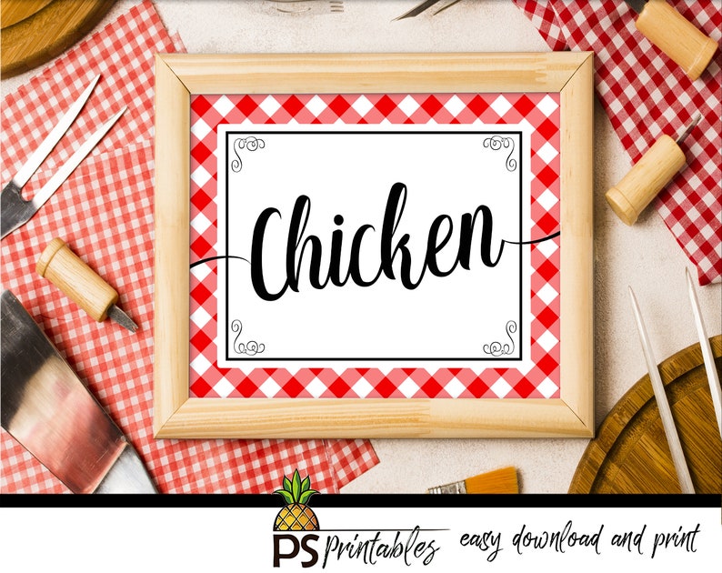 Red & White PRINTABLE Chicken Sign for Your Next Backyard BBQ - Etsy