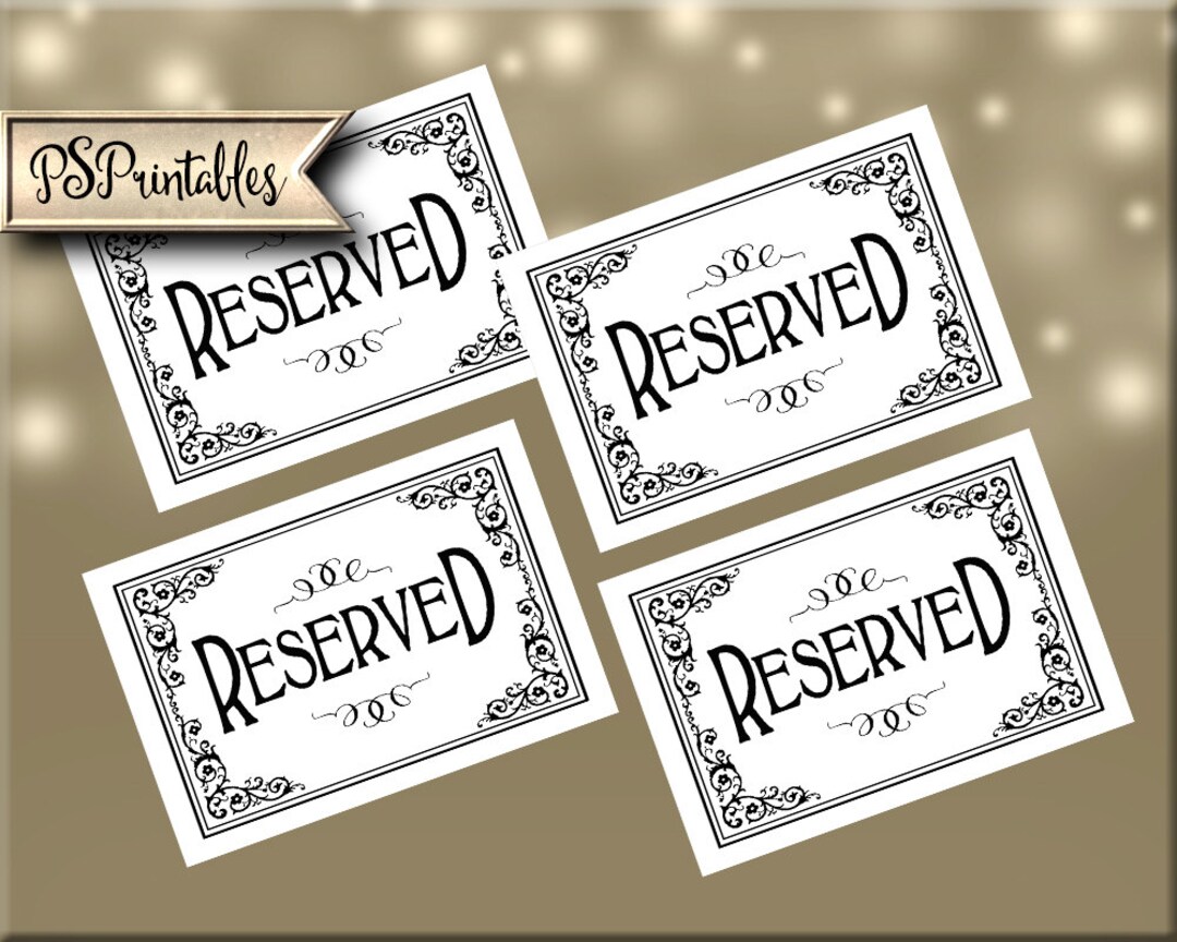Reserved Signs Instant Download PRINTABLE Digital File Great for ...