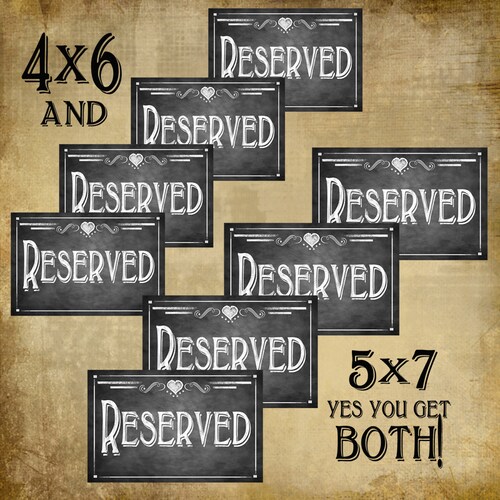Chalkboard Style RESERVED Signs Rustic Collection Print as - Etsy