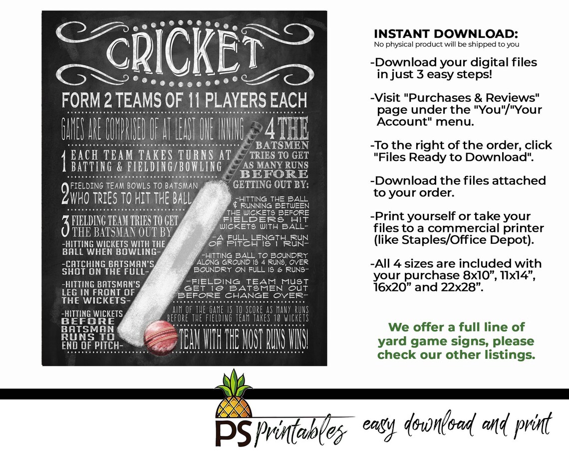 Crickett Yard Game Sign PRINTABLE Backyard BBQ Lawn Game - Etsy