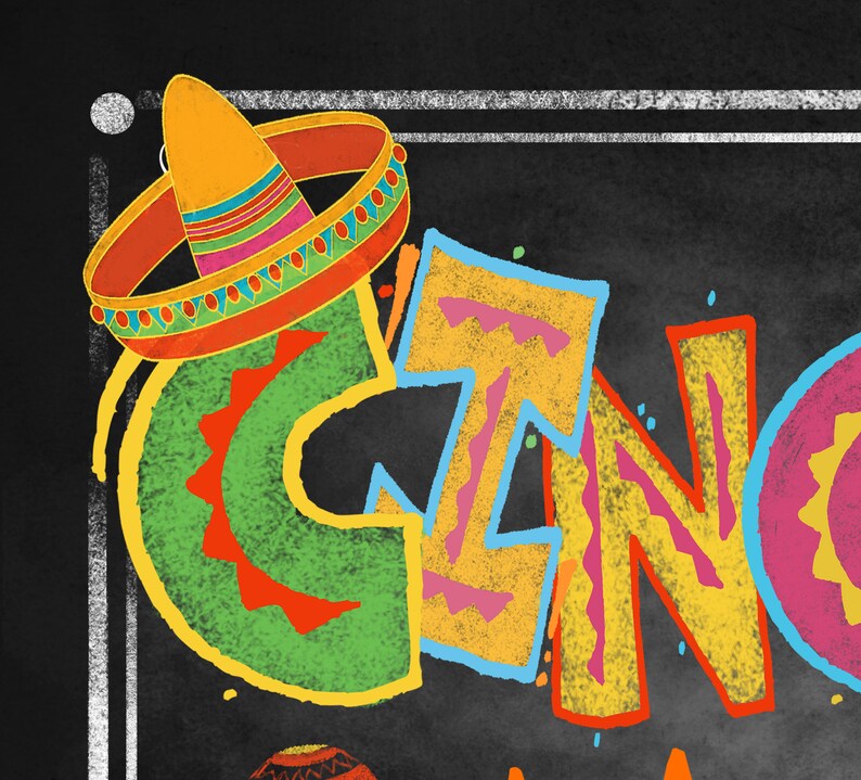 PRINTABLE Cinco De Mayo Party Sign in Fiesta Design DIY | Etsy