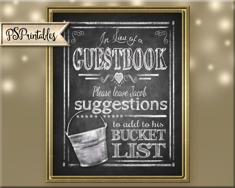 Bucket List Sign and Note Card Set Personalized PRINTABLE - Etsy