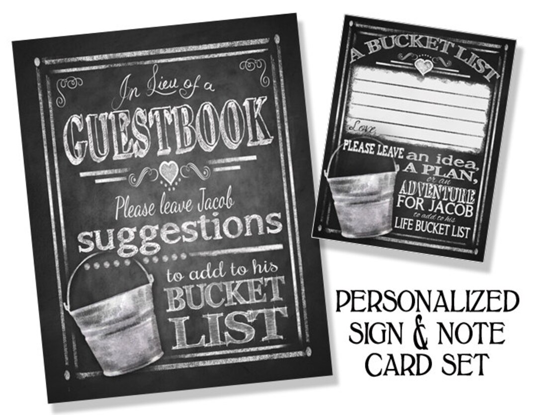 Bucket List Sign and Note Card Set Personalized PRINTABLE - Etsy