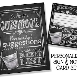 Bucket List Sign and Note Card Set Personalized PRINTABLE - Etsy