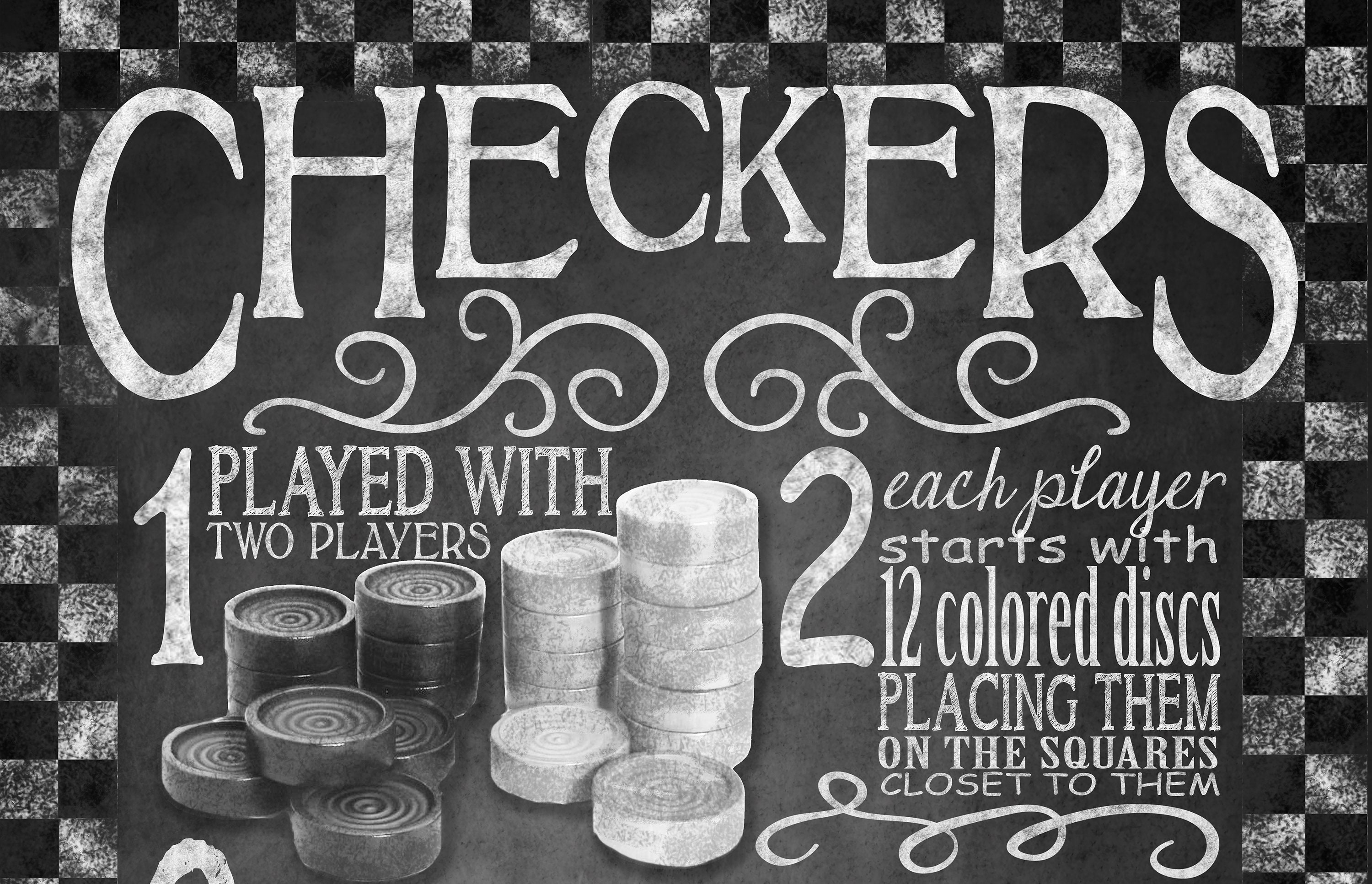 Checkers Yard Game Sign PRINTABLE yard games poster | Etsy