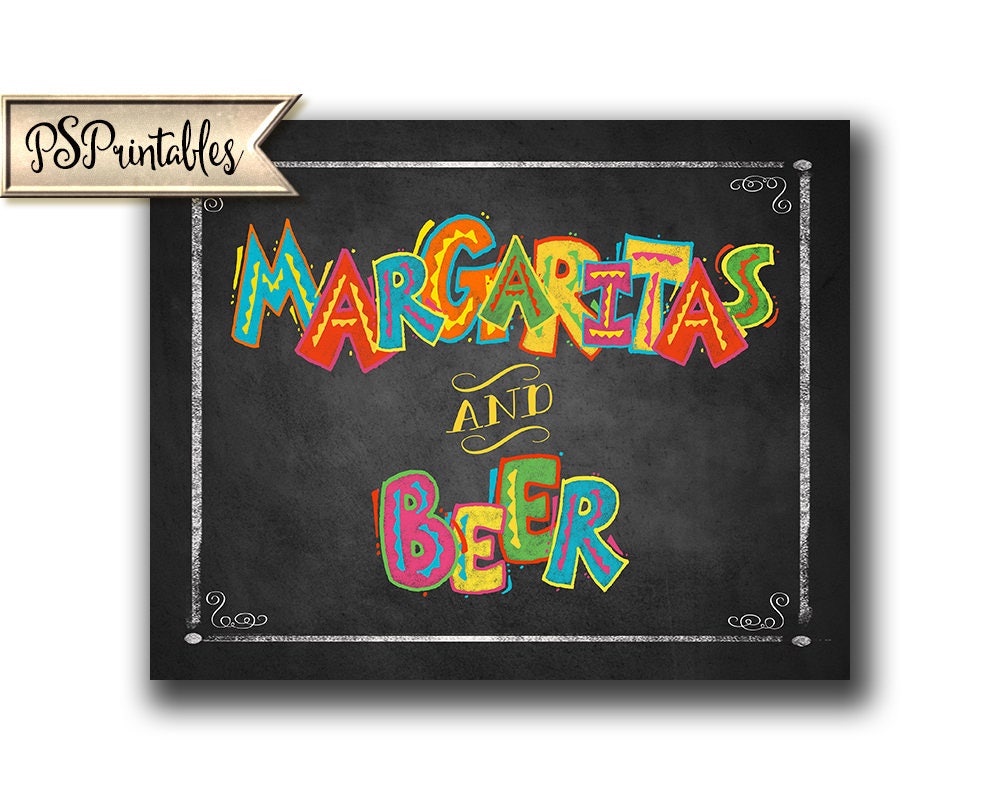 Fiesta Bar sign Printable Margaritas & Beer Fiesta Wedding | Etsy