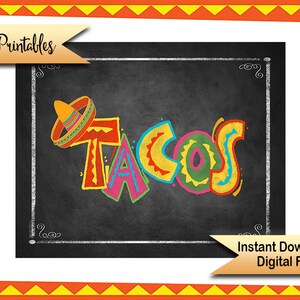 Printable Taco Sign, Fiesta Taco Sign, Fiesta Wedding Sign, Birdthday ...