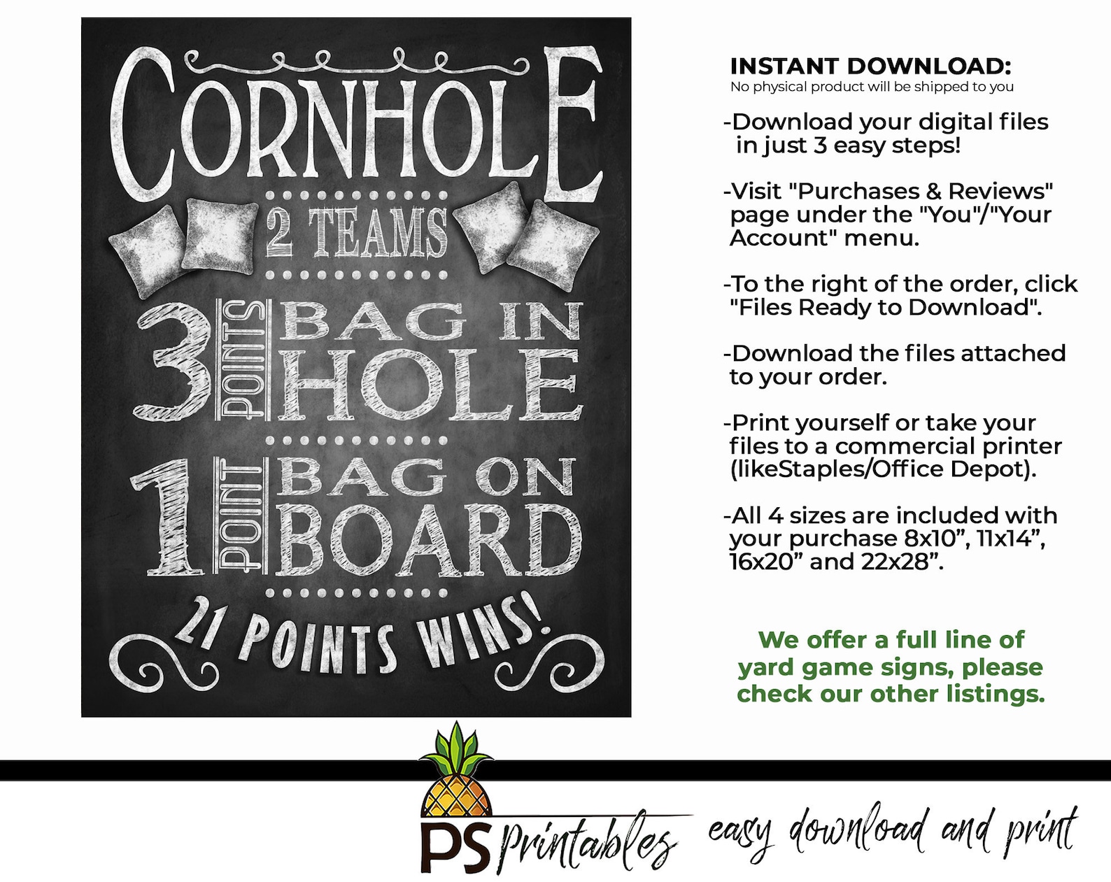 Cornhole Yard Game Sign BBQ Yard Games Corn Hole Game | Etsy