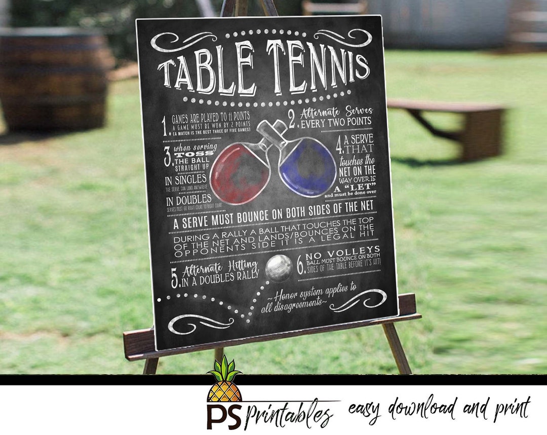 Game Sign TABLE TENNIS | Printable Game Poster, Table Tennis Rule Sign ...