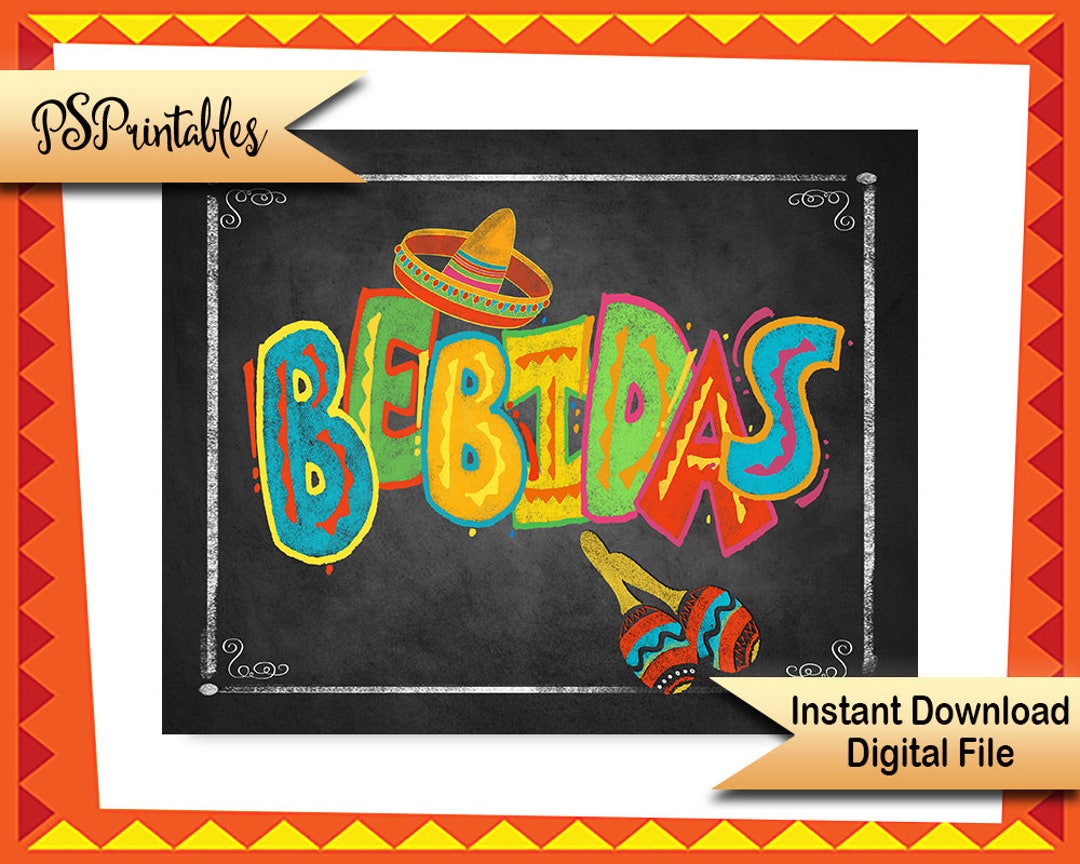 BEBIDAS Printable Fiesta Wedding Sign, Cinco De Mayo Bar Sign, Mexican ...