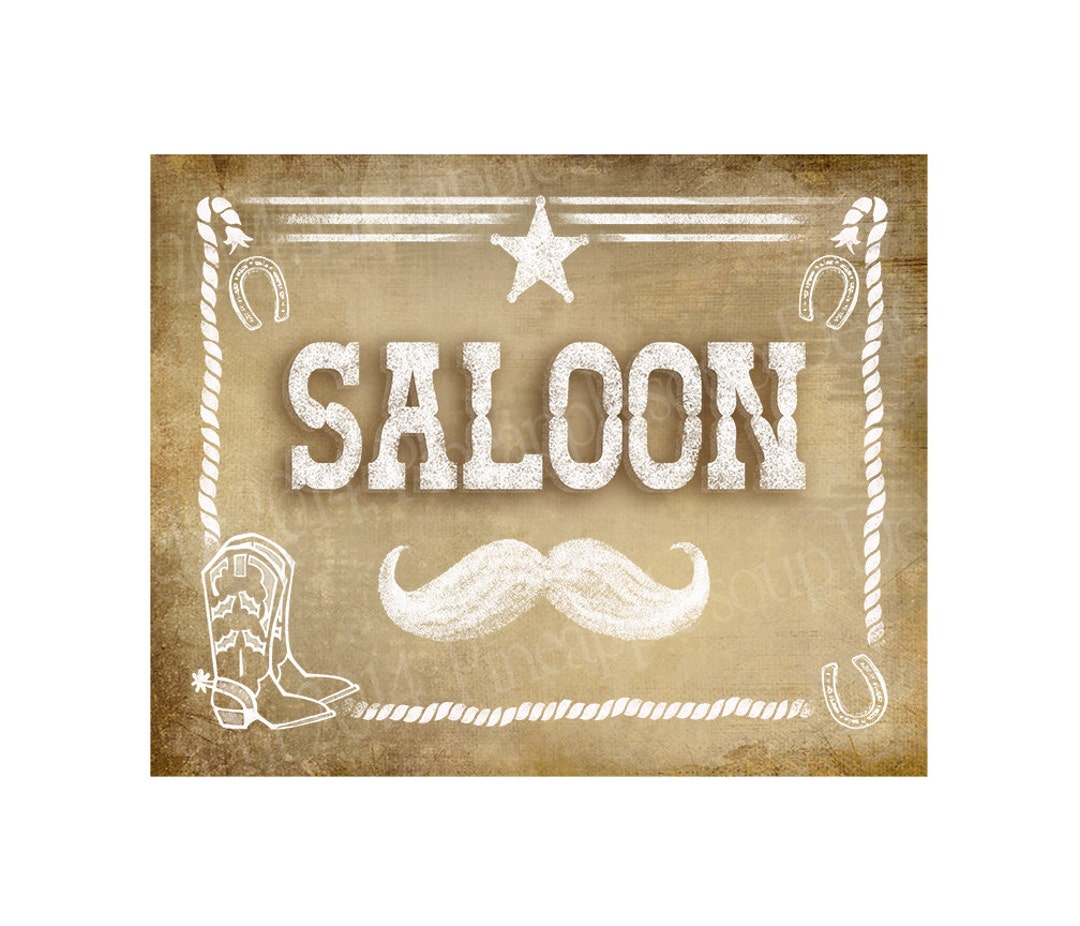 Western Themed Wedding Bar Sign SALOON Vintage Style - Etsy