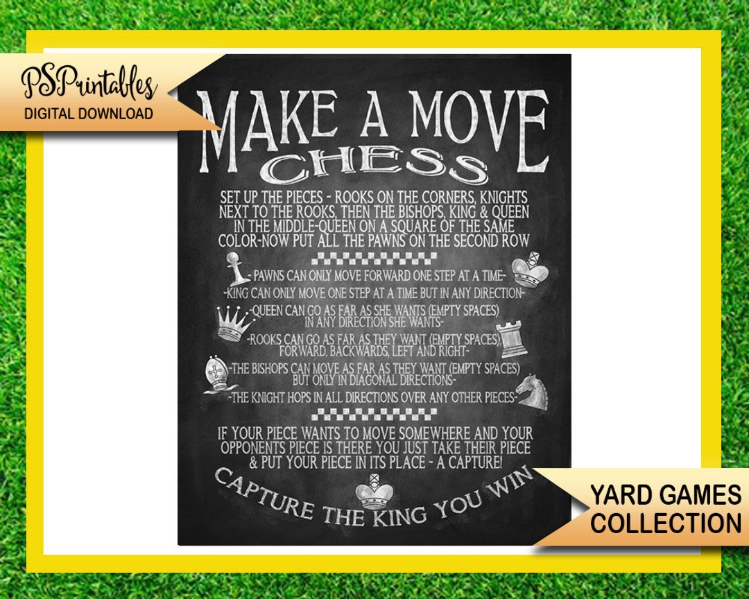 Chess Yard Game Sign Rule Sign Porch Game Sign Printable Chess Rules ...