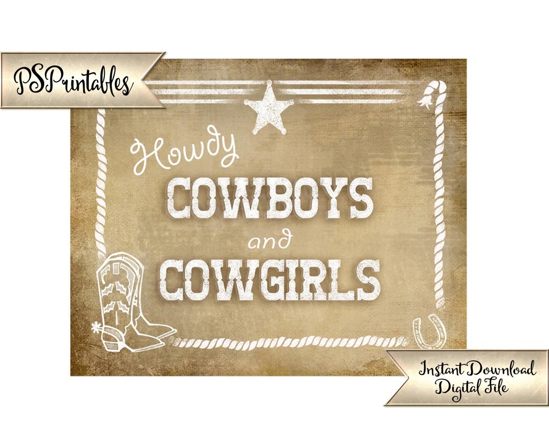 Welcome Cowboys and Cowgirls Western Theme Sign PRINTABLE Digital File ...