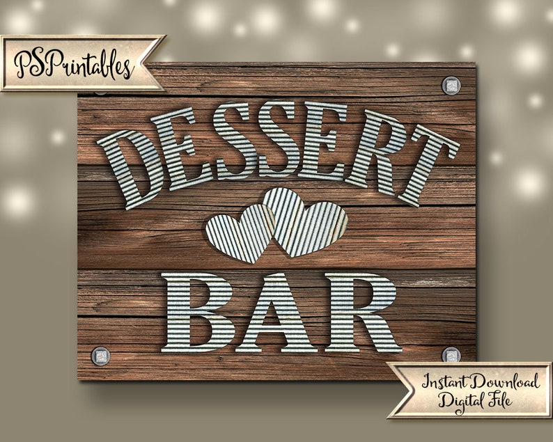 Dessert Bar Sign DIY Instant Download Rustic Wedding - Etsy