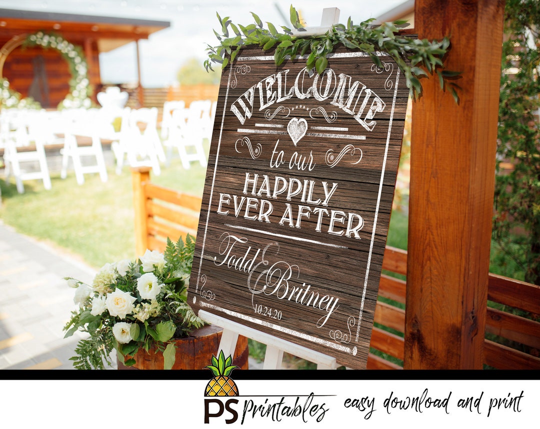 Western Wedding Welcome Sign DIY PRINTABLE Wood Wedding Sign, Happily ...