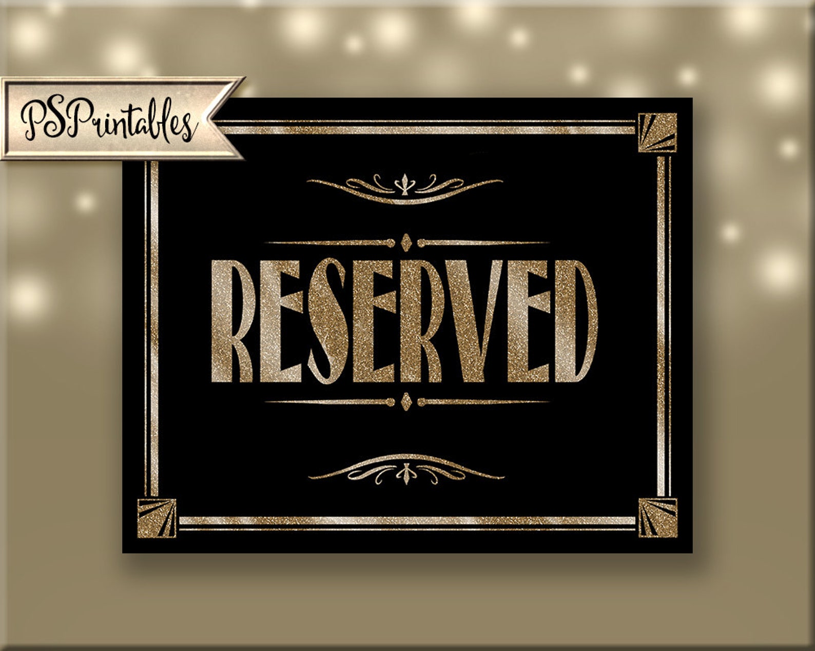 Printable Reserved Sign DIY Reserved Printable Black Gold - Etsy