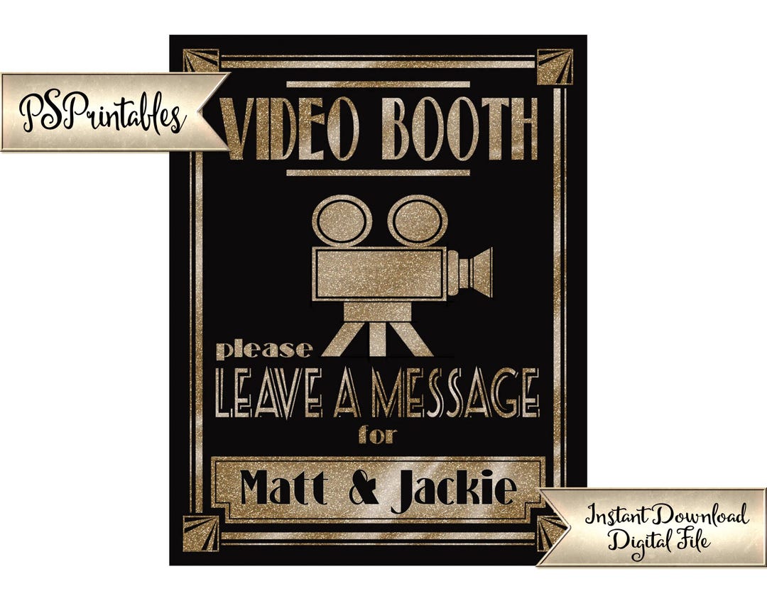Personalized VIDEO BOOTH Sign | PRINTABLE 1920's Wedding Sign ...