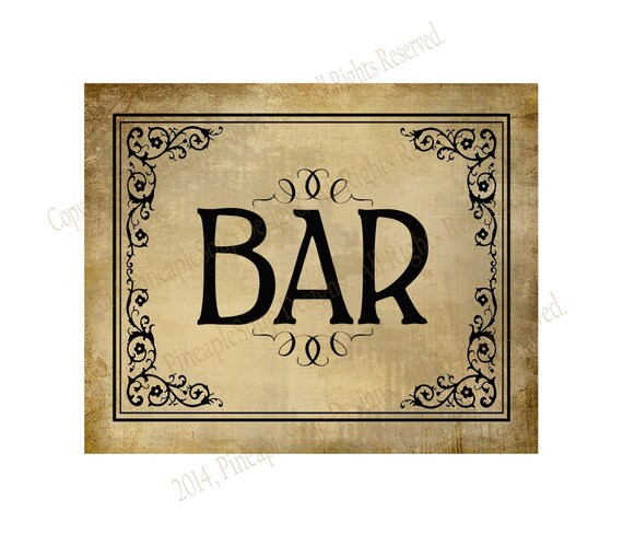Printable Bar Sign Instant Download Digital File DIY | Etsy