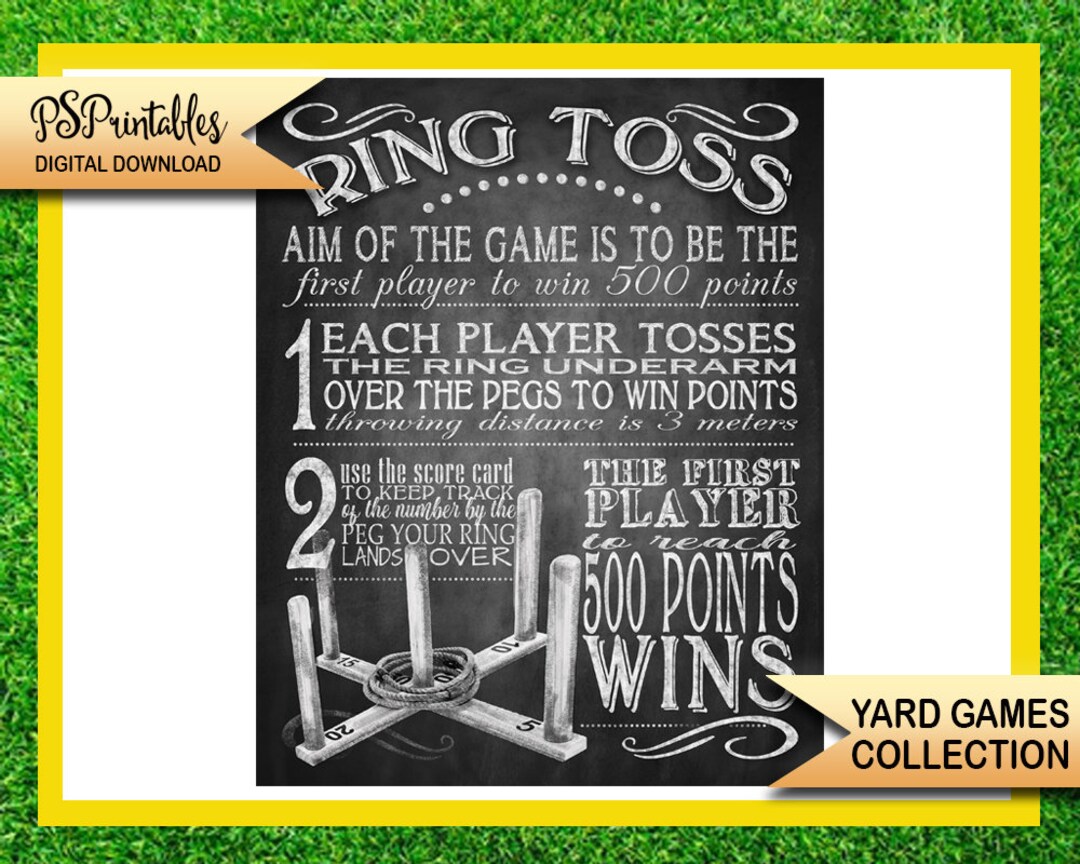 Ring Toss Yard Game Sign | PRINTABLE Yard Games Poster, Chalkboard ...