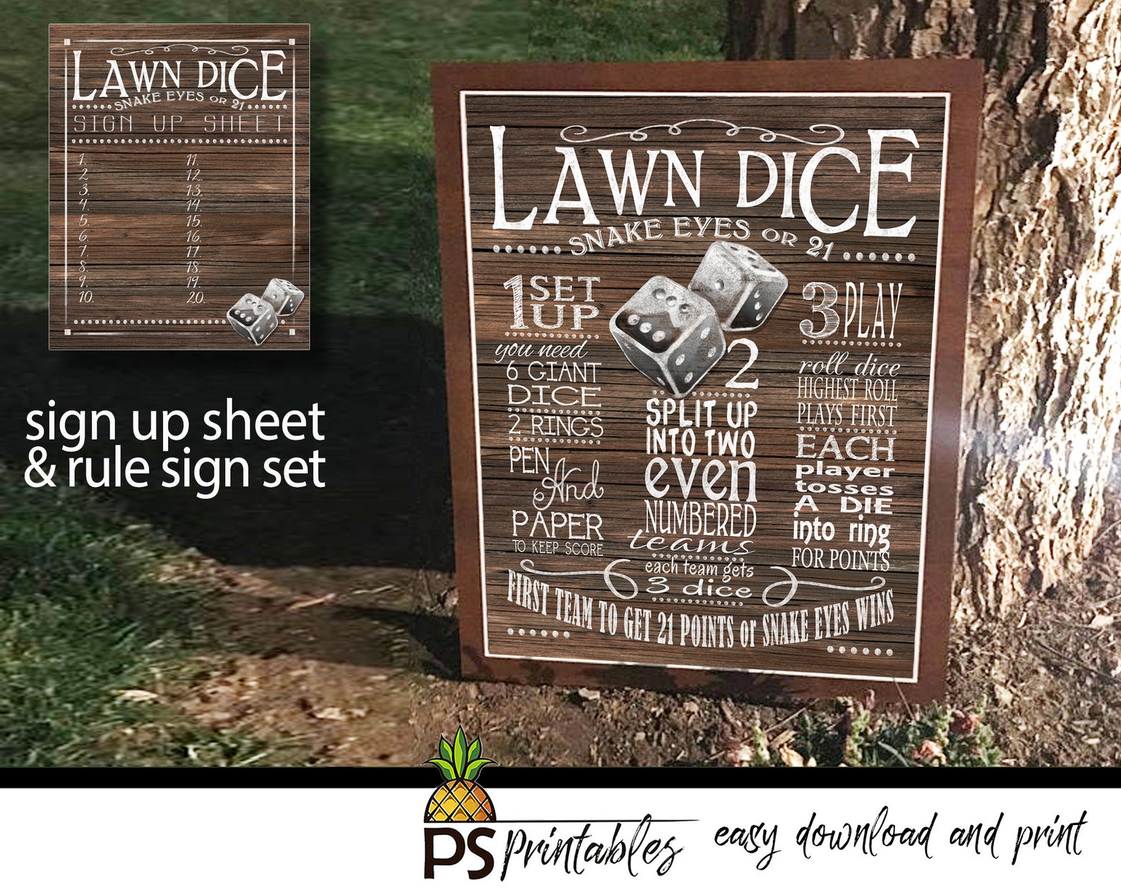 Yard Games Lawn Dice Game Sign Bbq Games Lawn Dice | Etsy