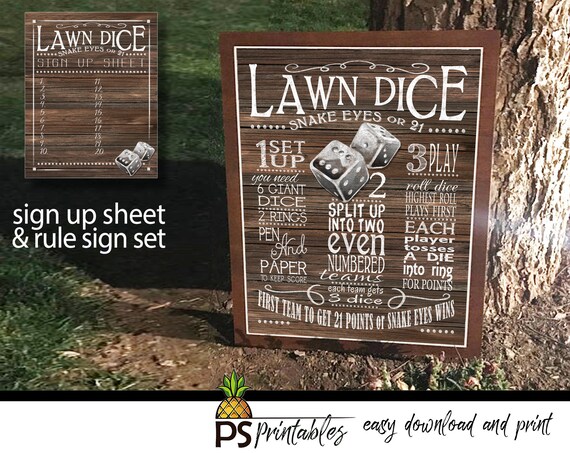Yard Games Lawn Dice Game Sign Bbq Games Lawn Dice - Etsy