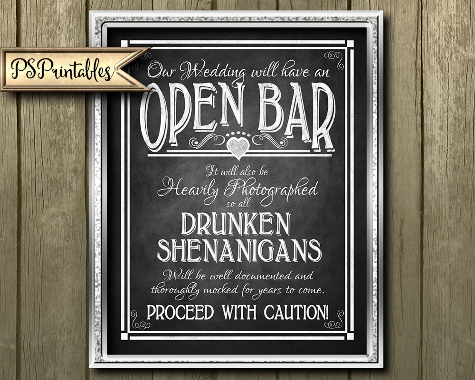 Printable Open Bar Wedding Sign DIY Digital Instant Download 4 | Etsy
