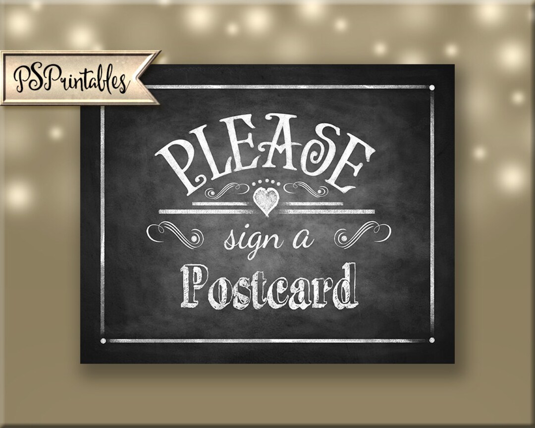 Please Sign a Postcard Printable Wedding Chalkboard Sign Download ...
