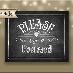 Please Sign a Postcard Printable Wedding Chalkboard Sign Download ...