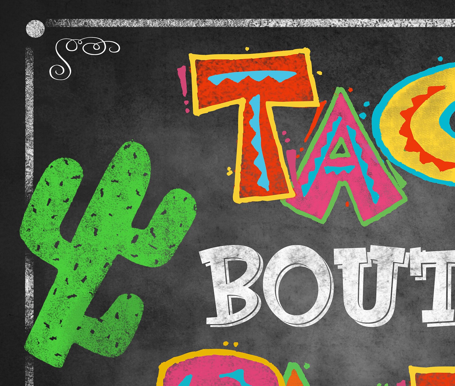 Taco Bout a Party Printable Fiesta Chalkboard Sign Fiesta - Etsy