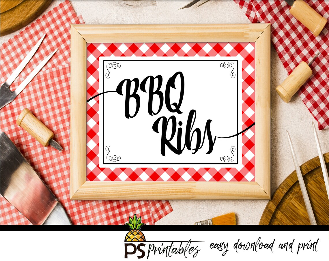 BBQ Ribs Sign PRINTABLE Sign for Your Next Backyard BBQ - Etsy