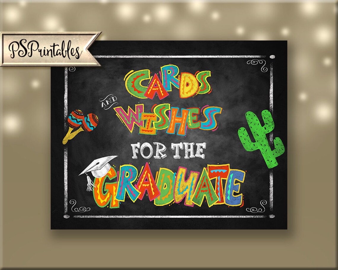 Fiesta Graduation Sign Cards and Wishes Cards for Graduate - Etsy