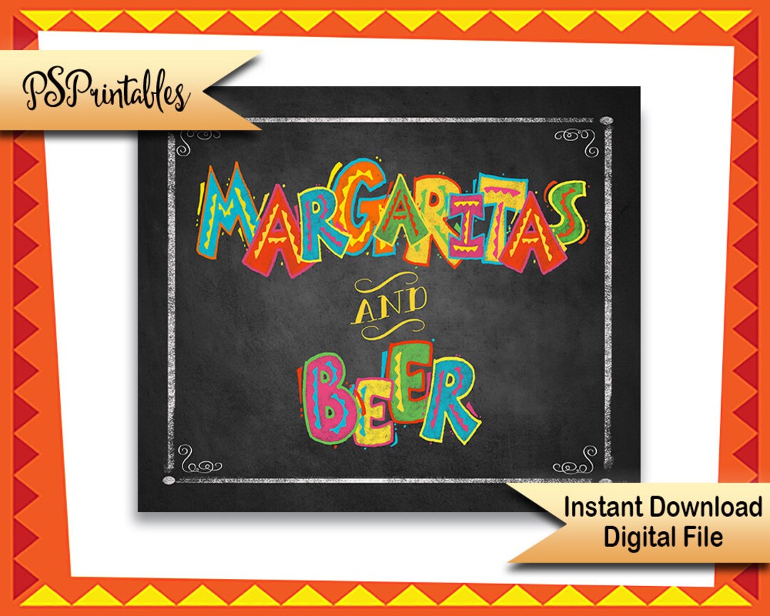 Fiesta Bar Sign Printable Margaritas & Beer Fiesta Wedding - Etsy