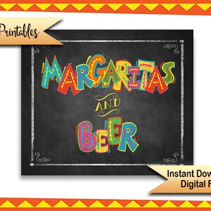 Fiesta Bar Sign Printable Margaritas & Beer Fiesta Wedding - Etsy