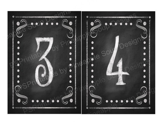 Printable Chalkboard Table Numbers